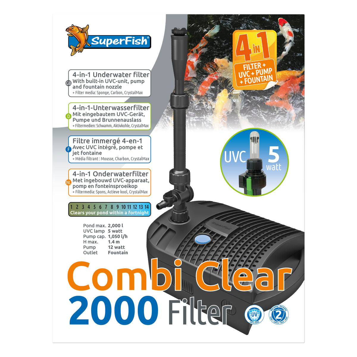 SuperFish Combi Clear 2000 Filter - Compact And Efficient Pond Filtrat ...